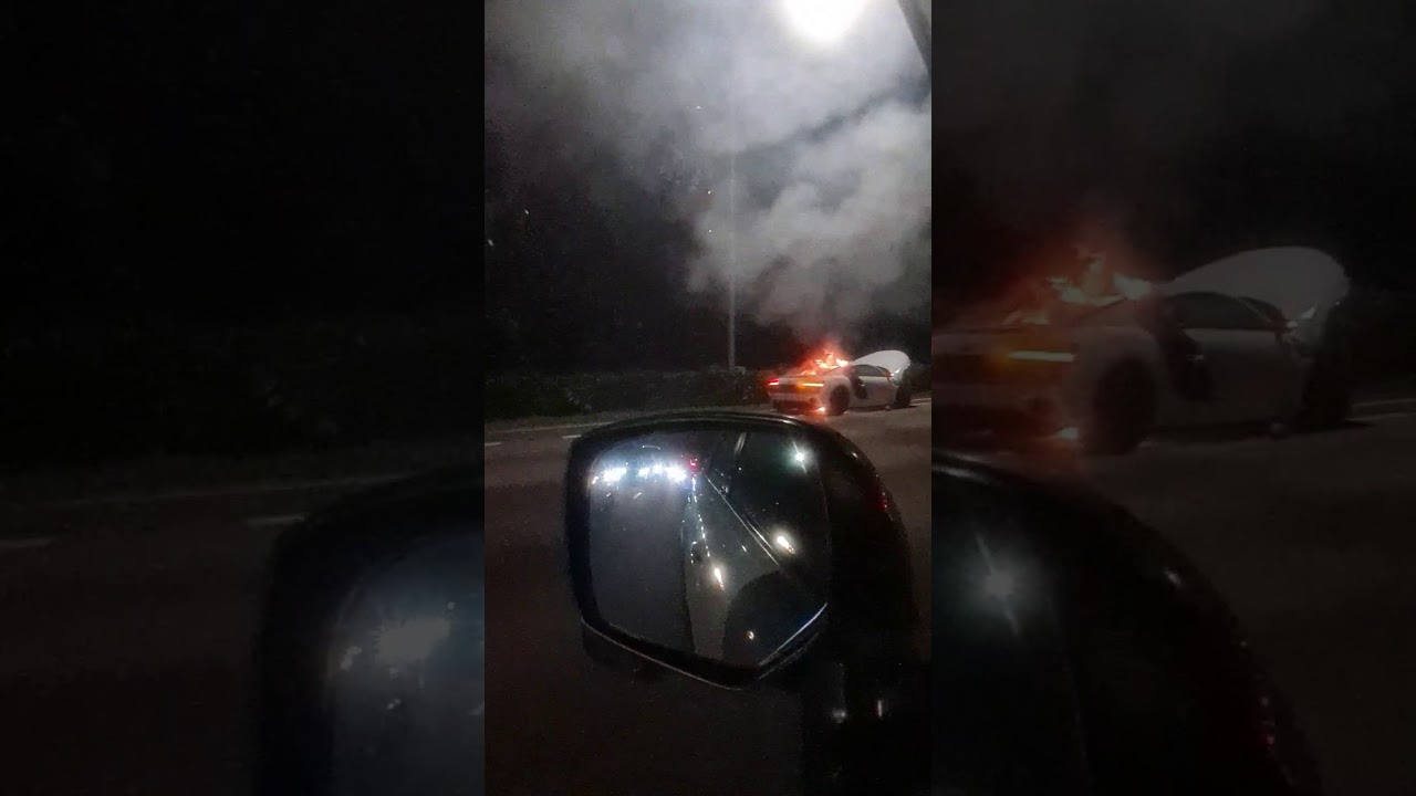 Audi R8 Caught On Fire - Singapore Road Accident